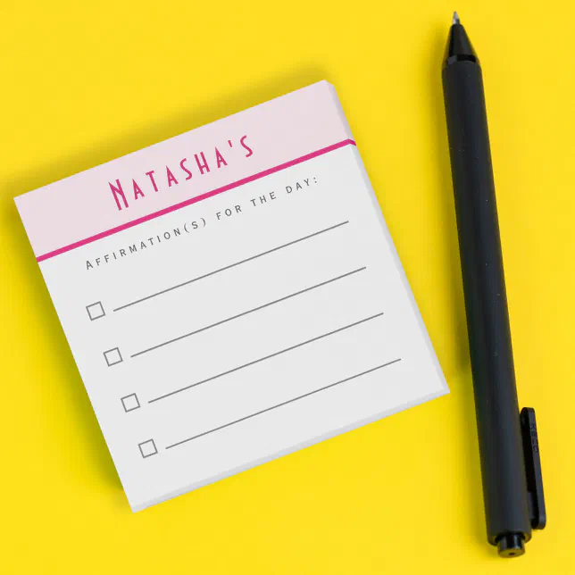 To Do List, Affirmation Checklist Pink Border Post-it Notes | Zazzle