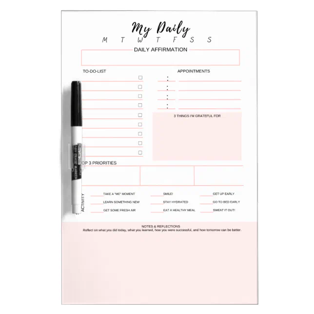 To Do List, Affirmation Checklist | Self Care Dry Erase Board | Zazzle