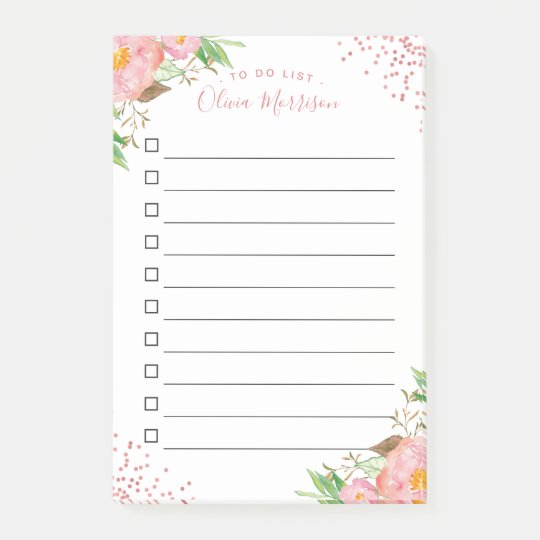 To Do List - Blush Pink Floral Confetti Dots Post-it Notes | Zazzle.com