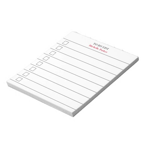TO DO LIST Minimalist Modern Lined Check Boxes Notepad | Zazzle