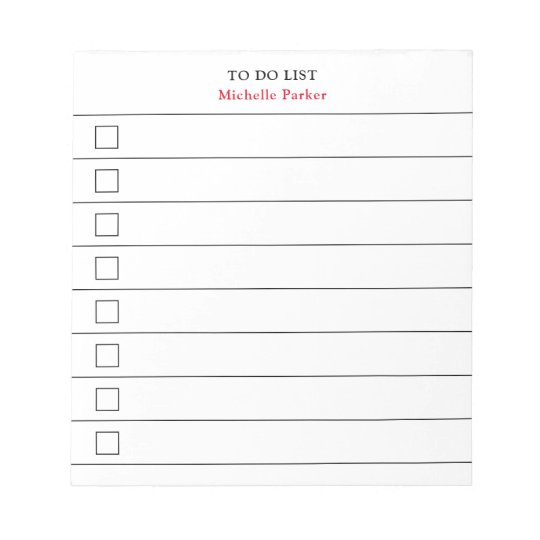 TO DO LIST Minimalist Modern Lined Check Boxes Notepad | Zazzle.com