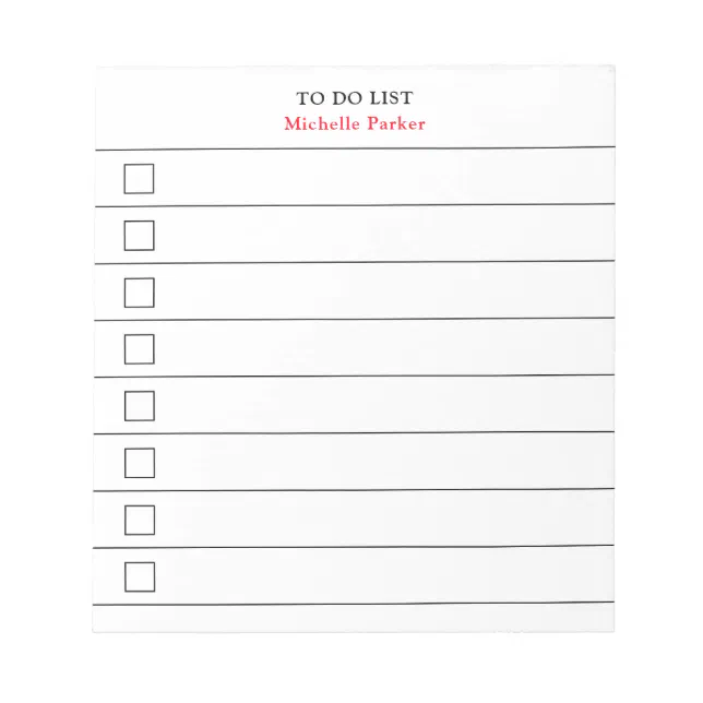 TO DO LIST Minimalist Modern Lined Check Boxes Notepad | Zazzle