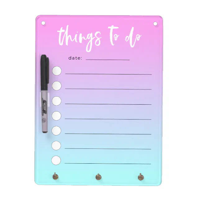 To Do List Pink Mint Ombre Dry Erase Board | Zazzle