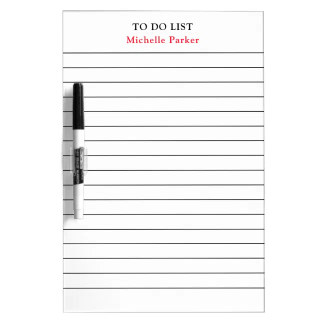 TO DO LIST Plain Minimalist Modern Lined Paper Dry Erase Board | Zazzle