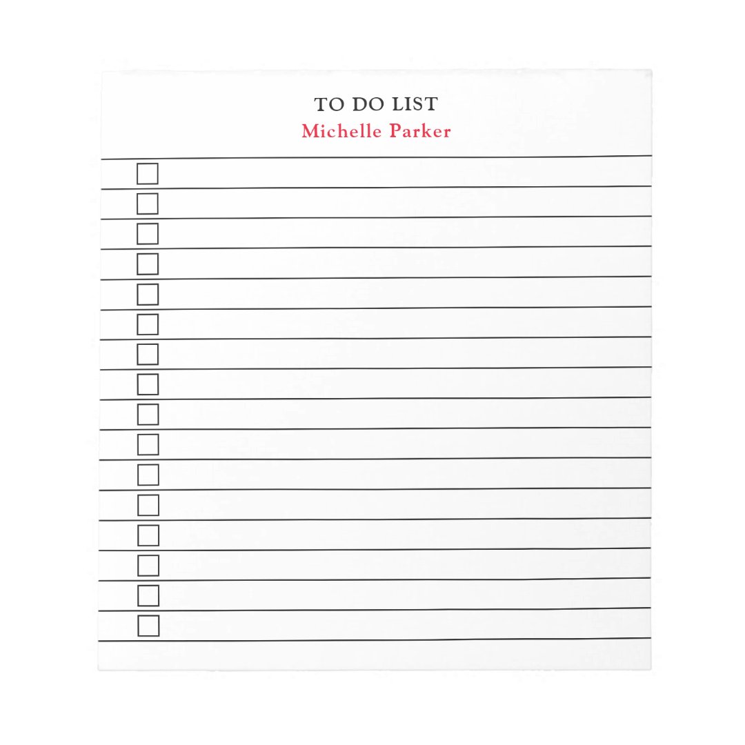 TO DO LIST Plain Minimalist Modern Lined Paper Notepad | Zazzle