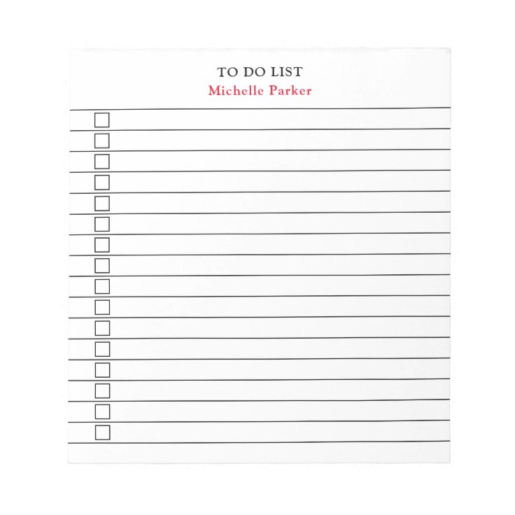 TO DO LIST Plain Minimalist Modern Lined Paper Notepad | Zazzle
