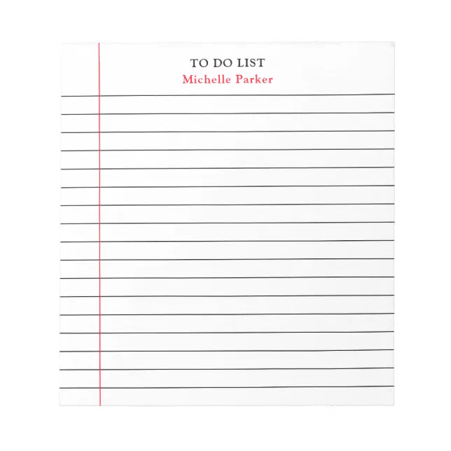 TO DO LIST Plain Minimalist Modern Lined Paper Notepad | Zazzle