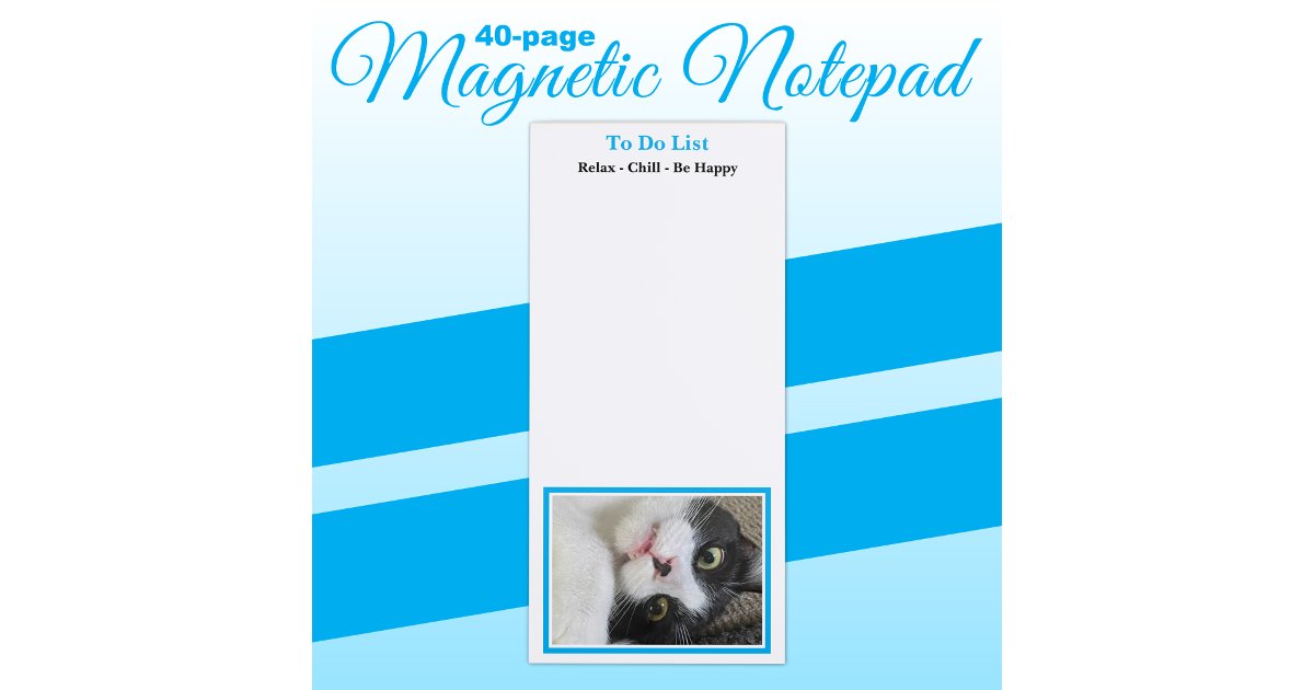 To do list reminder personalize photo blue magnetic notepad | Zazzle
