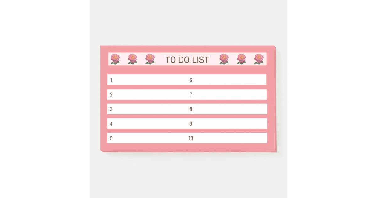 To Do List Roses on Pink & White Post-it Notes | Zazzle