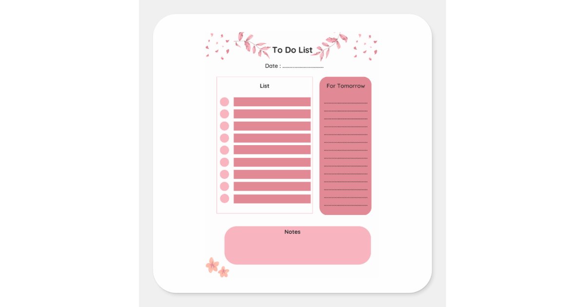 To-do list square sticker | Zazzle