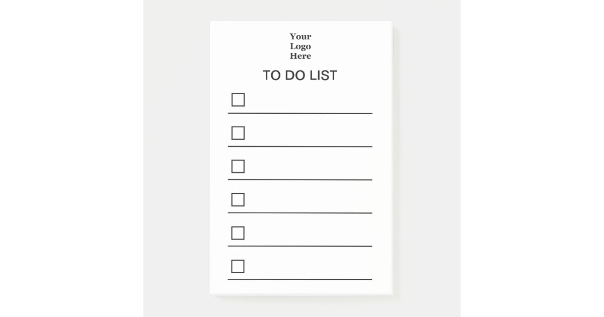 To Do List Template Black and White Your Logo Here Post-it Notes | Zazzle
