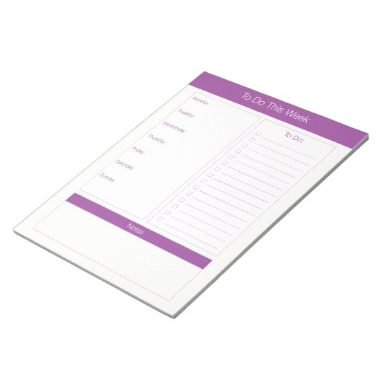 To Do This Week - Weekly Planner - Purple Notepad | Zazzle.com