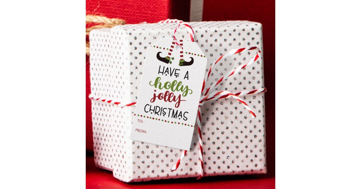 TO FROM Elf Holly Jolly Christmas Gift Tags | Zazzle