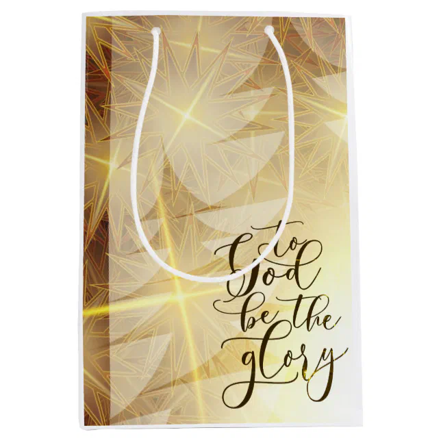 to God be the Glory Christmas Gold Trees Stars Medium Gift Bag | Zazzle