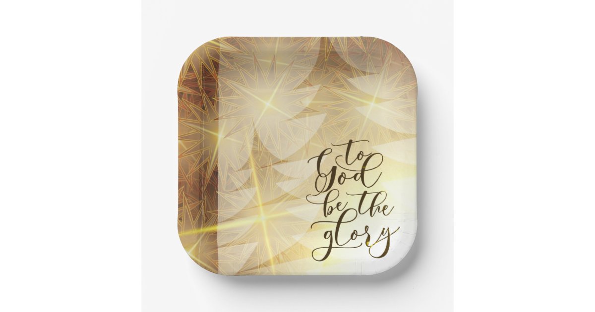 to God be the Glory Christmas Gold Trees Stars Paper Plates | Zazzle