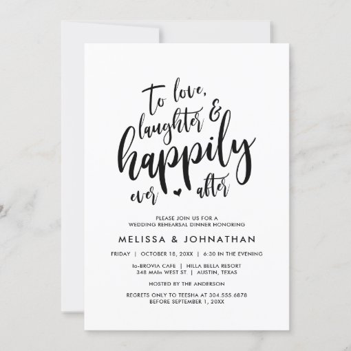 To Love Laughter and Happily Ever After Invitation | Zazzle