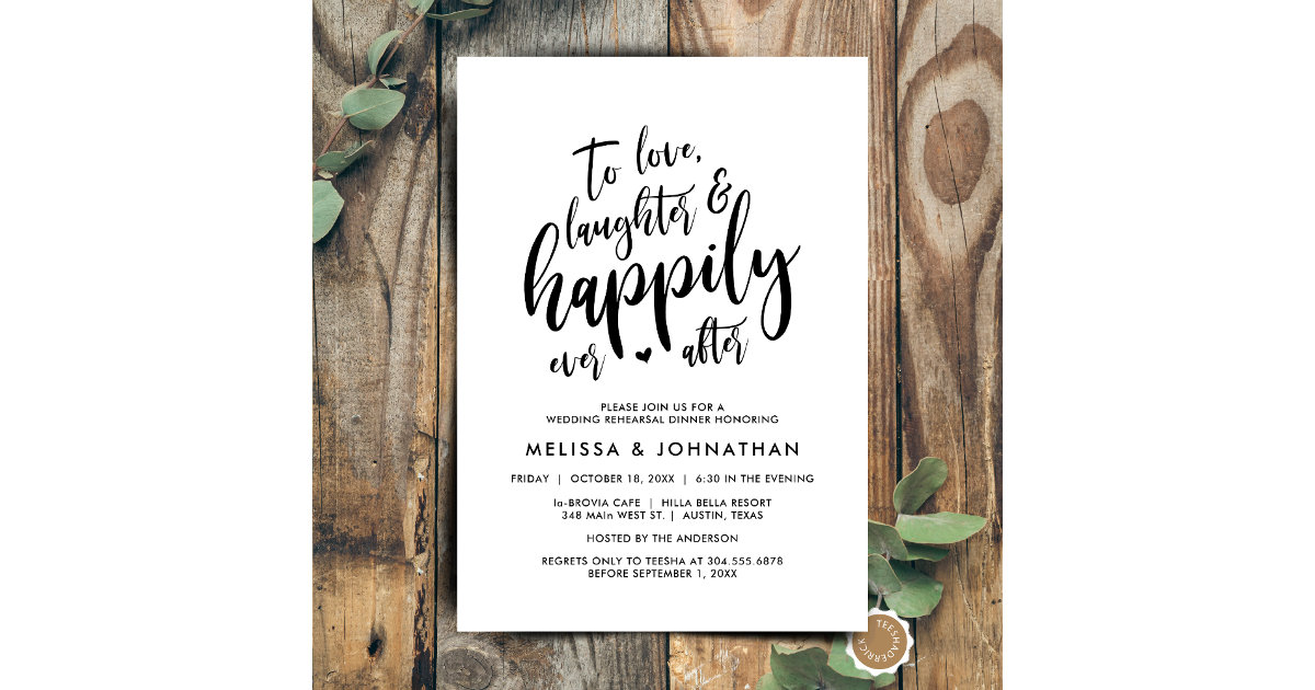 To Love Laughter and Happily Ever After Invitation | Zazzle