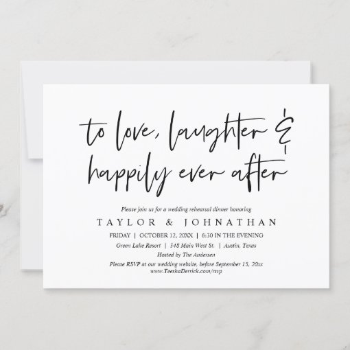 To Love, Laughter & Happily Ever After Rehearsal Invitation | Zazzle