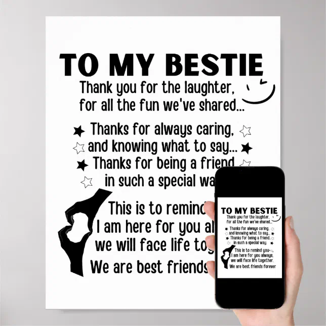 To my bestie we are best friends forever poster | Zazzle