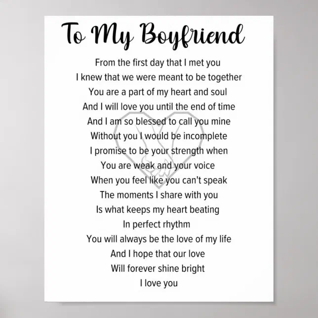 To My Boyfriend Poster | Zazzle