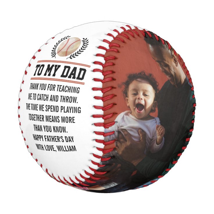 To My Dad Custom Message Photo Happy Father's Day Baseball | Zazzle