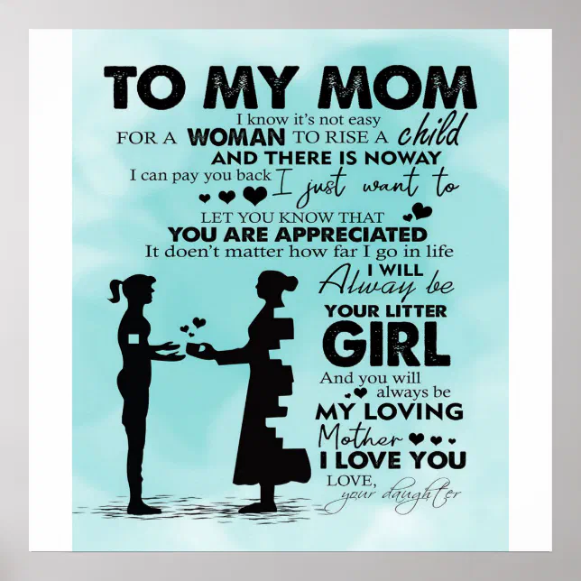 To my mother design | Letter to mommy Poster | Zazzle