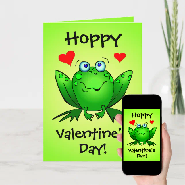 To My Princess Hoppy Valentines Cartoon Frogs Gree Holiday Card | Zazzle