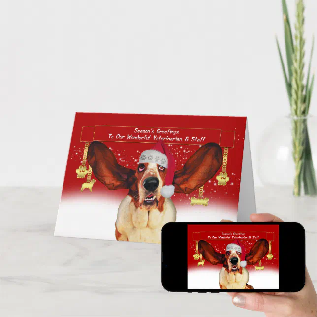 to my vet christmas holiday card with basset hound | Zazzle