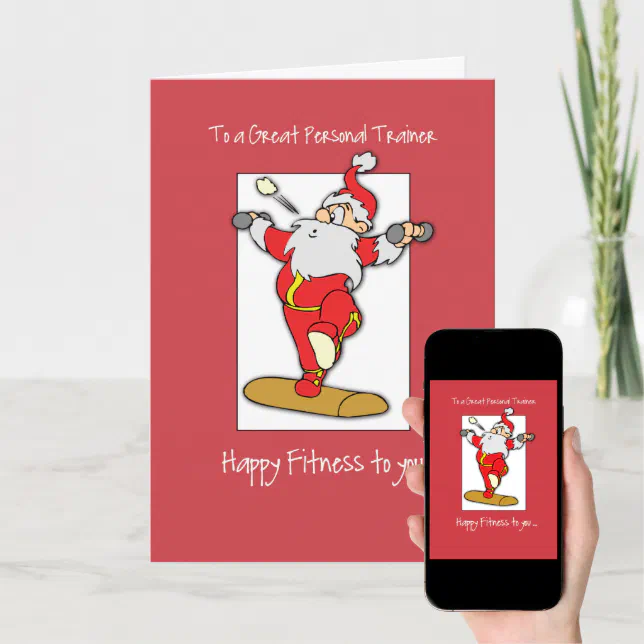 To Personal Trainer Fitness Exercise Christmas wit Holiday Card | Zazzle