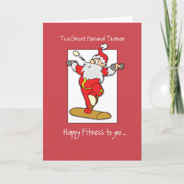 To Personal Trainer Fitness Exercise Christmas wit Holiday Card | Zazzle