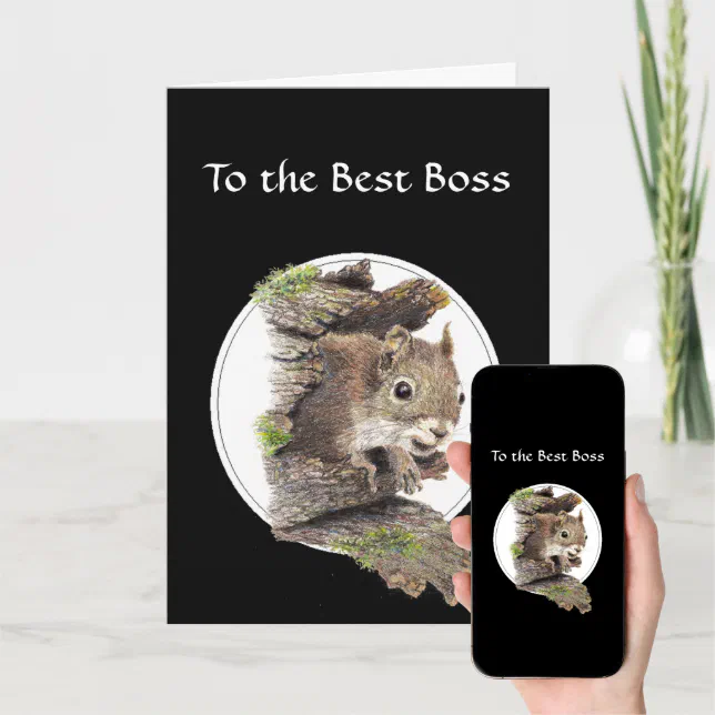 To the Best Boss, From the bunch of Nuts -Squirrel Card | Zazzle