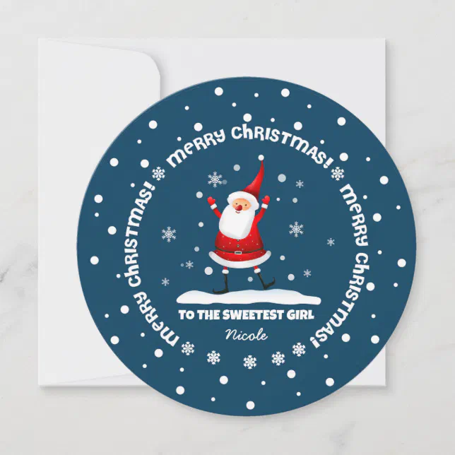 To the Sweetest Girl from Santa Claus Christmas Holiday Card | Zazzle