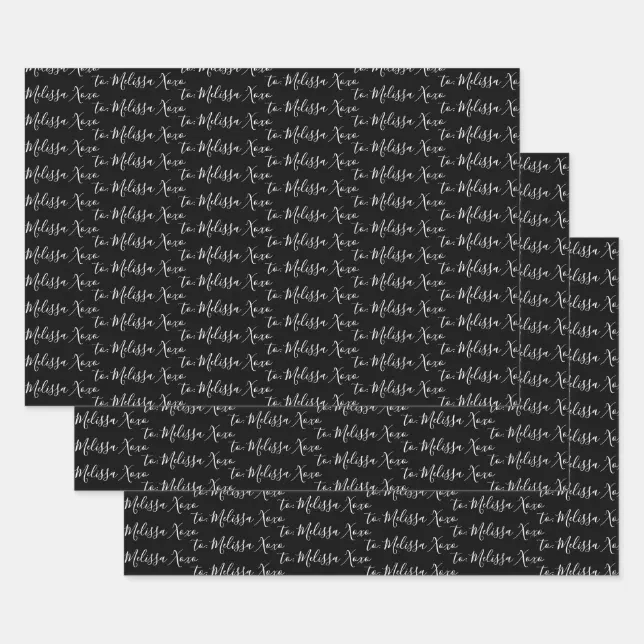 To Your Name Modern Handwriting Black Wrapping Paper Sheets | Zazzle