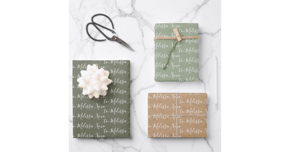 To Your Name Modern Handwriting Faux Paper Bag 3 | Zazzle