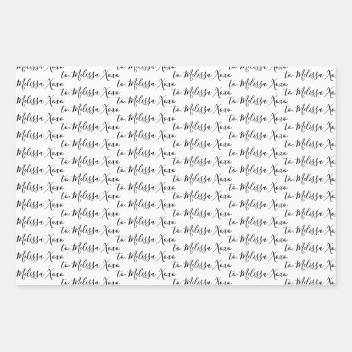 To Your Name Modern Handwriting White & Black Wrapping Paper Sheets ...
