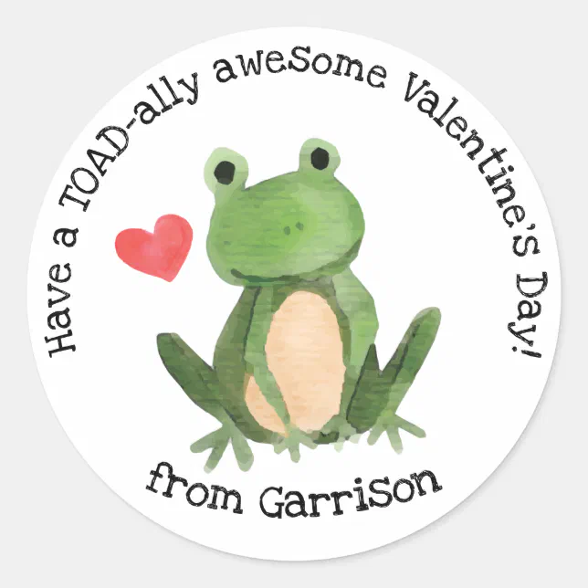 Toad-ally Awesome Valentine Sticker | Zazzle