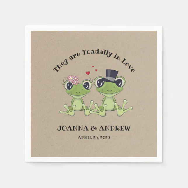 ©Toadally in Love Frog Wedding Personalized Paper Napkins | Zazzle