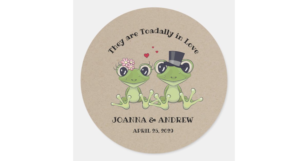 ©Toadally in Love Rustic Frog Couple Wedding Classic Round Sticker | Zazzle