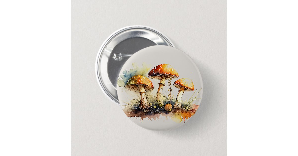 Toadstool Mushrooms, Amanita Muscaria Button | Zazzle