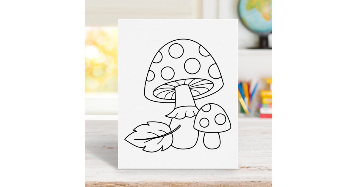 Toadstool Mushrooms Coloring Page Poster | Zazzle