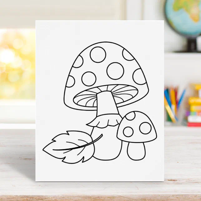 Toadstool Mushrooms Coloring Page Poster | Zazzle