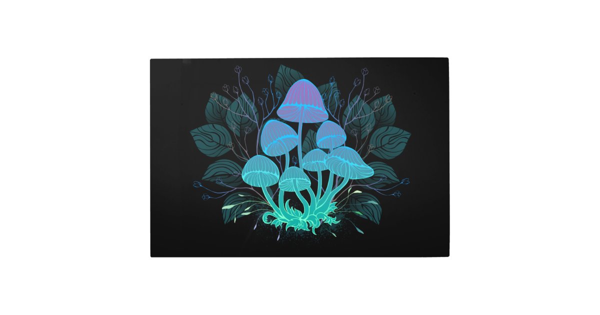Toadstools in Bushes Metal Print | Zazzle