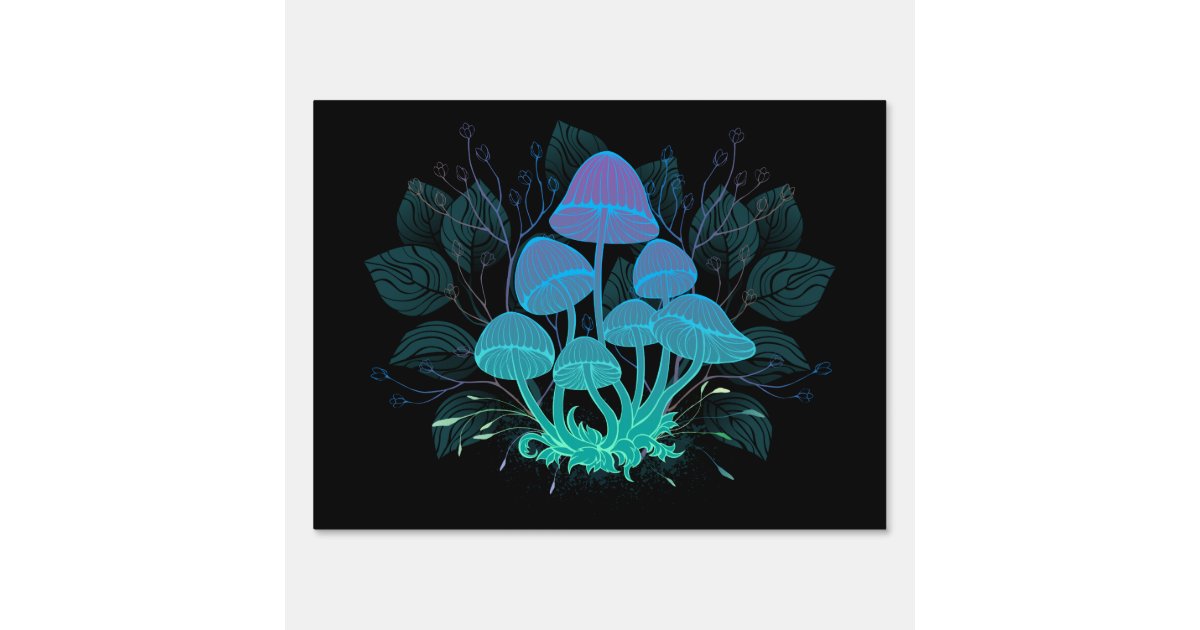 Toadstools in Bushes Sign | Zazzle