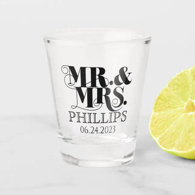 Toast the New Mr. & Mrs.! Wedding ceremony design Shot Glass | Zazzle