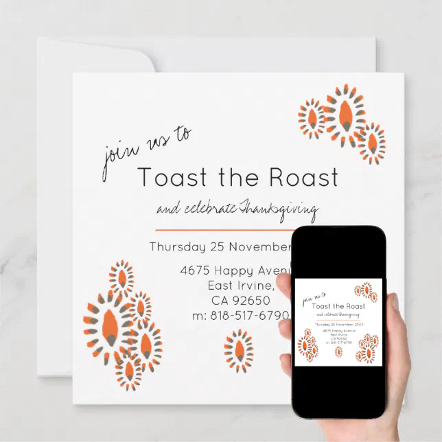 Toast the Roast Modern Thanksgiving Dinner Party Invitation | Zazzle