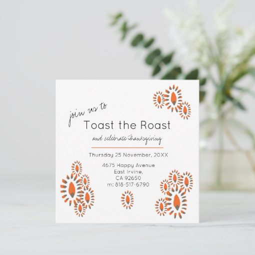 Toast the Roast Modern Thanksgiving Dinner Party Invitation | Zazzle