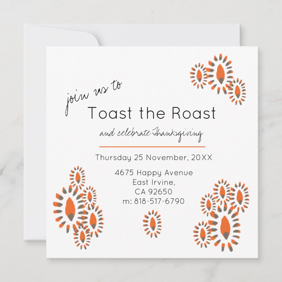 Toast the Roast Modern Thanksgiving Dinner Party Invitation | Zazzle