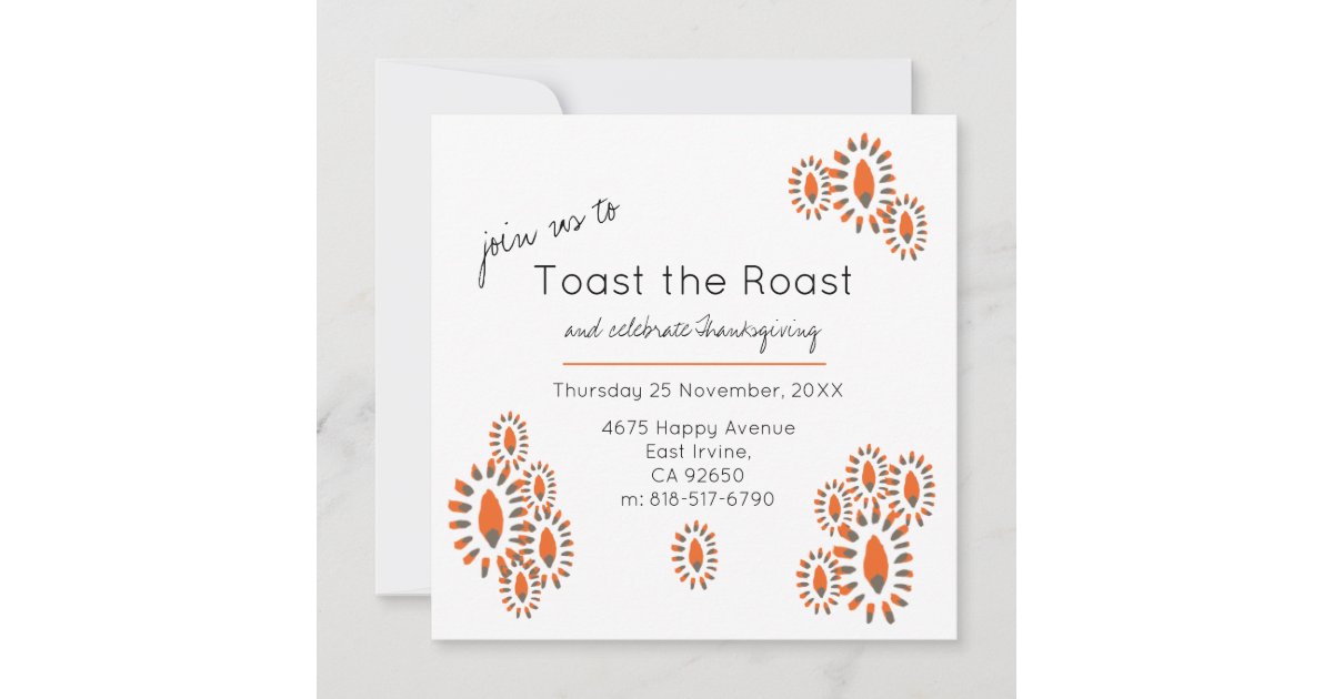 Toast the Roast Modern Thanksgiving Dinner Party Invitation | Zazzle