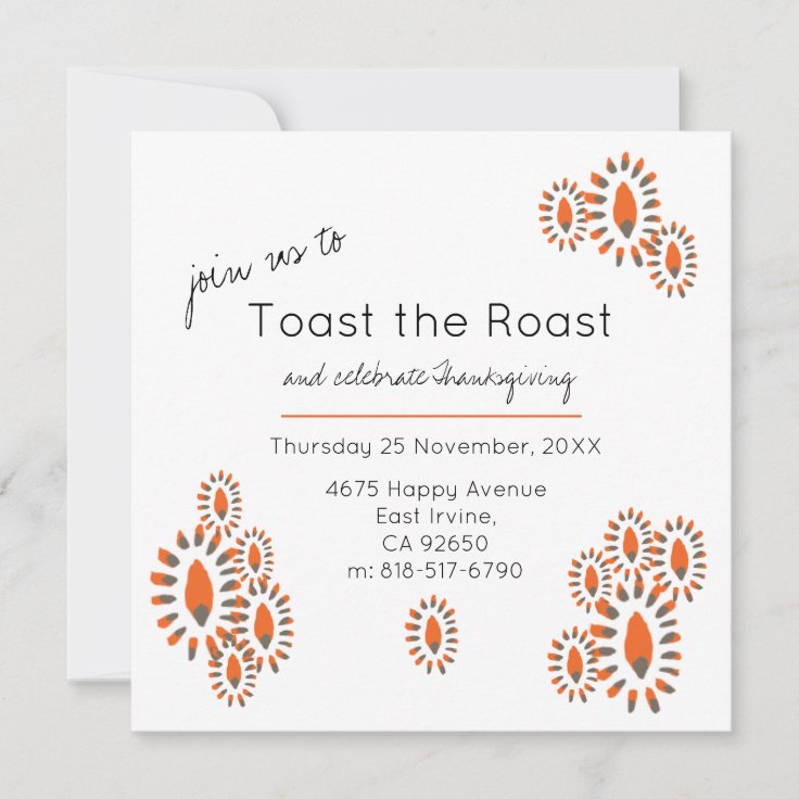 Toast the Roast Modern Thanksgiving Dinner Party Invitation | Zazzle