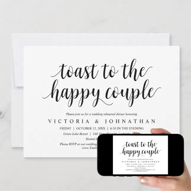 Toast to the happy couple Wedding Rehearsal Dinner Invitation | Zazzle